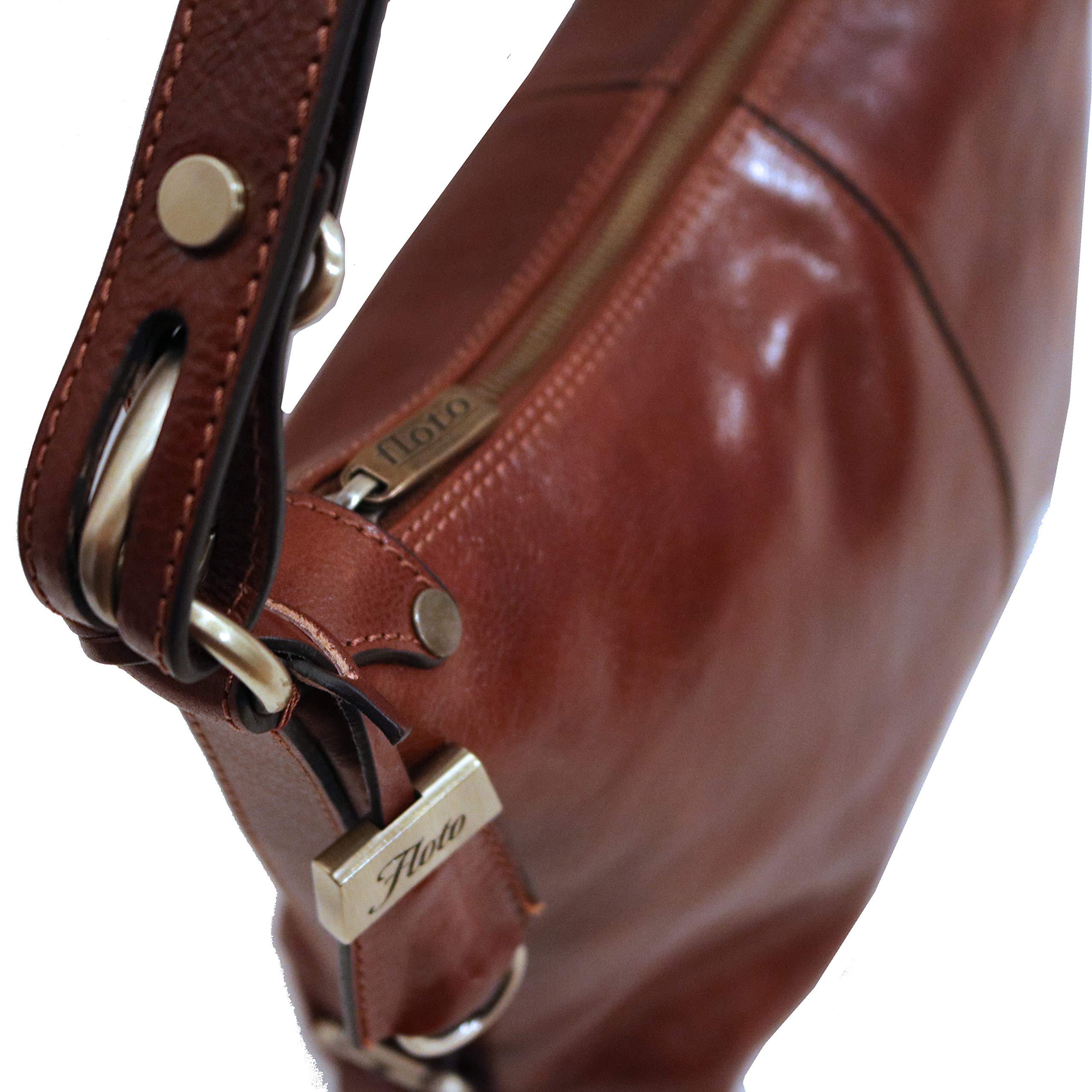 Floto Capri Tote Full Grain Leather Shoulder Bag Crossbody in Vecchio Brown