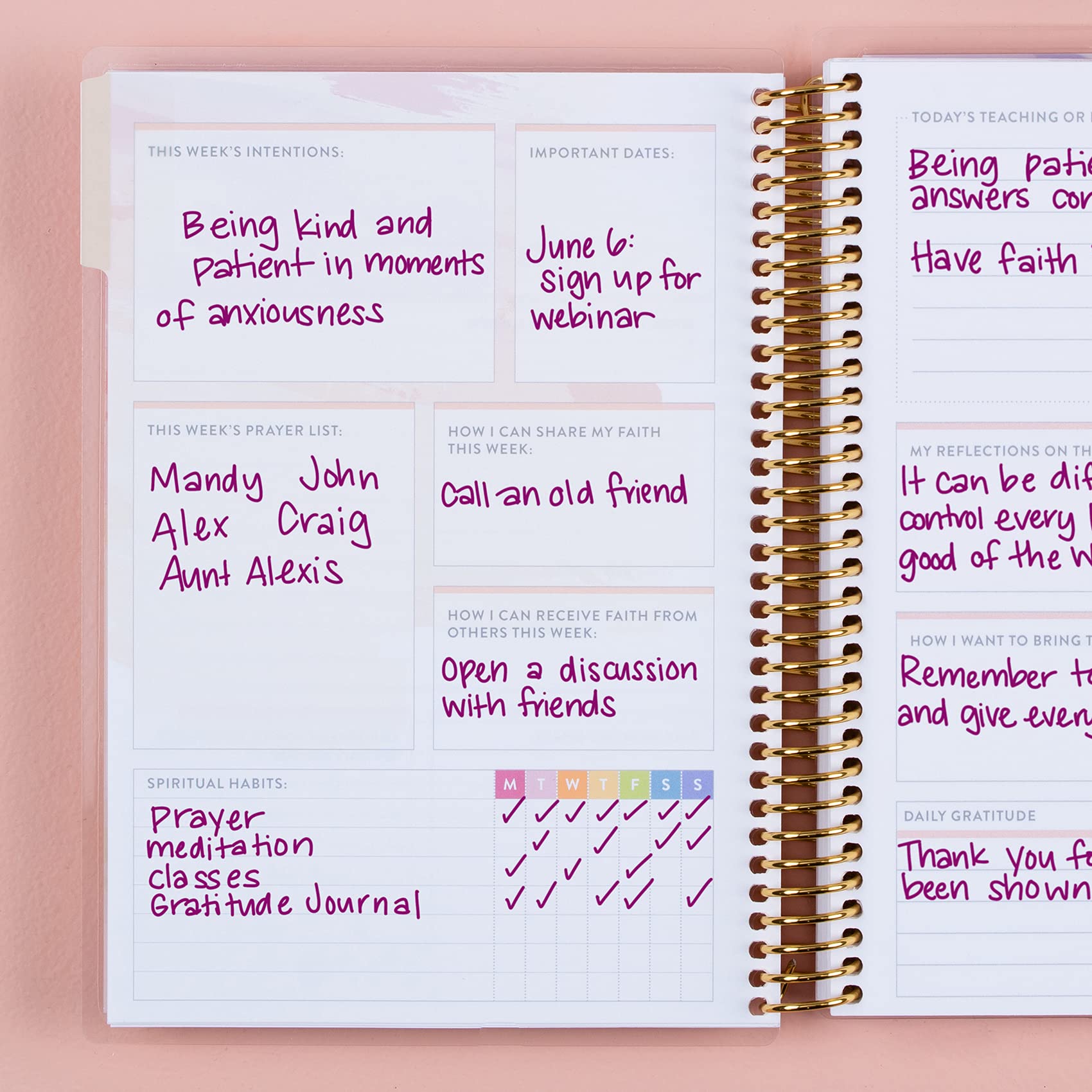 Erin Condren A5 Spiral Bound Prompted Daily Faith Journal. 160 Pages. Check In Prompts, Prayer Lists, Daily Reflection, Gratitude Pages, Monthly and Weekly Reflection