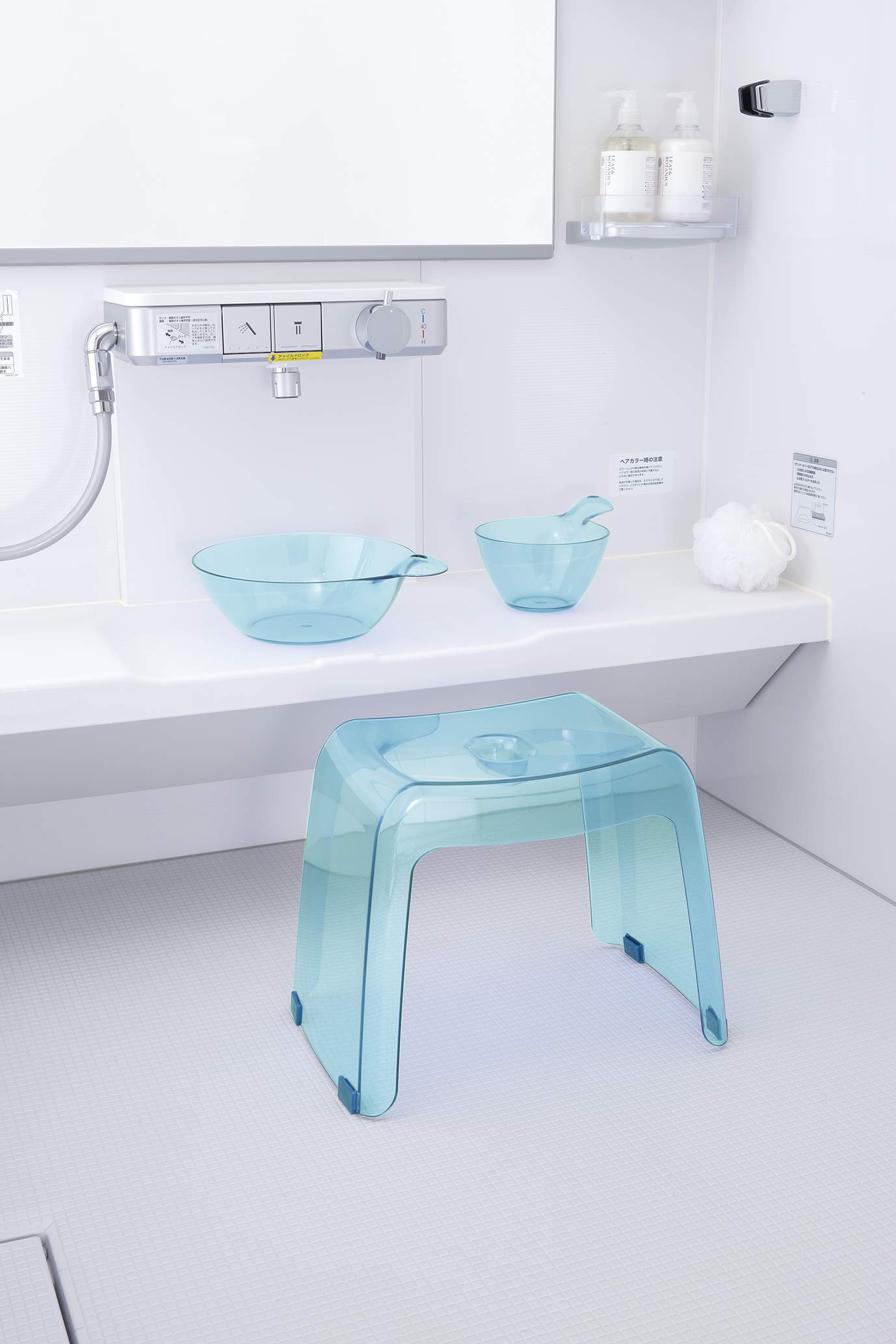 リッチェル Richell Carari Bath Chair, Height 7.9 inches (20 cm), Aqua Blue, Made in Japan
