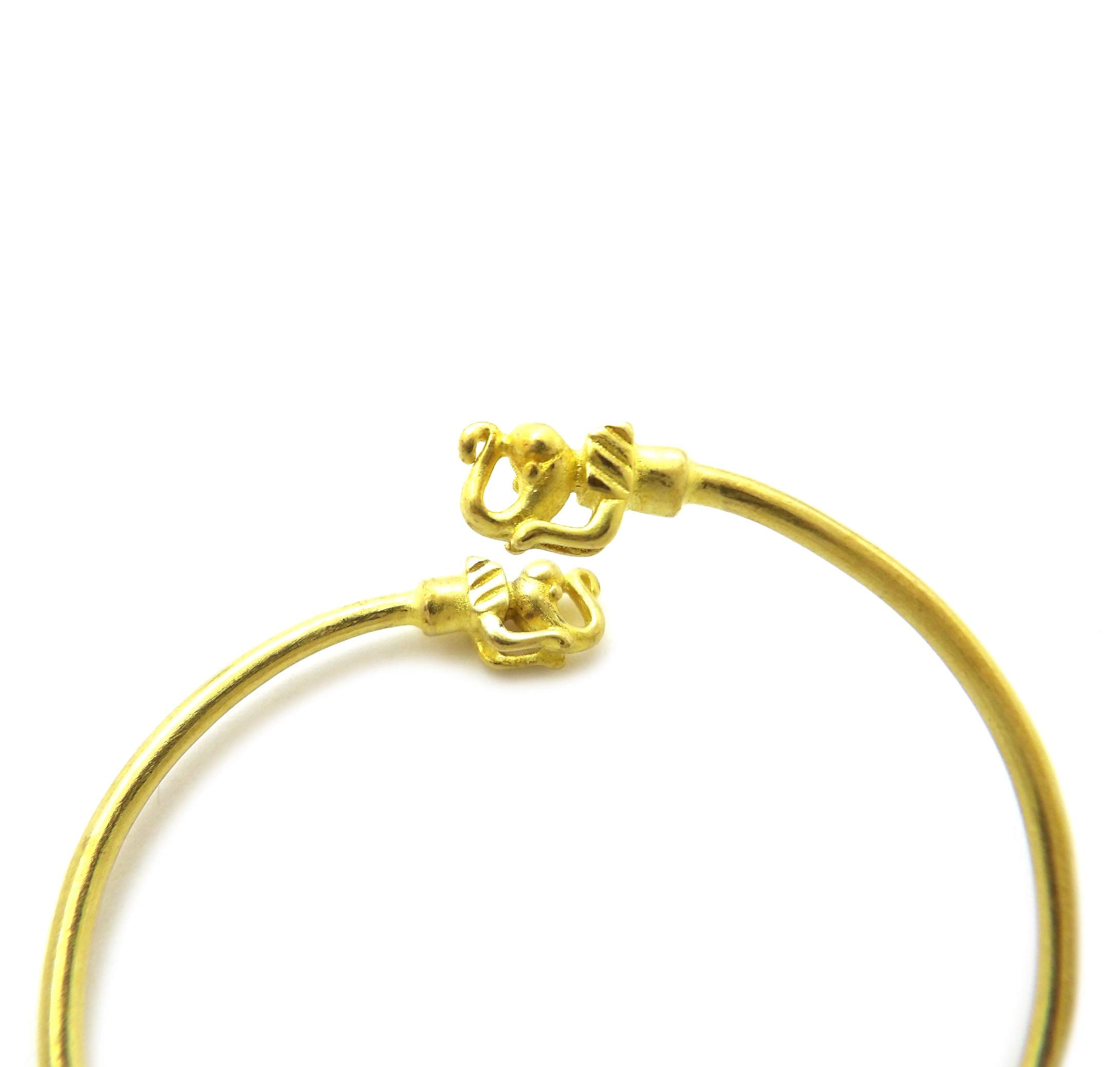 Fashion 21 Unisex Elephant Piece 100% Solid Brass Cuff Bracelet Bangle (Gold/Elephant (M))
