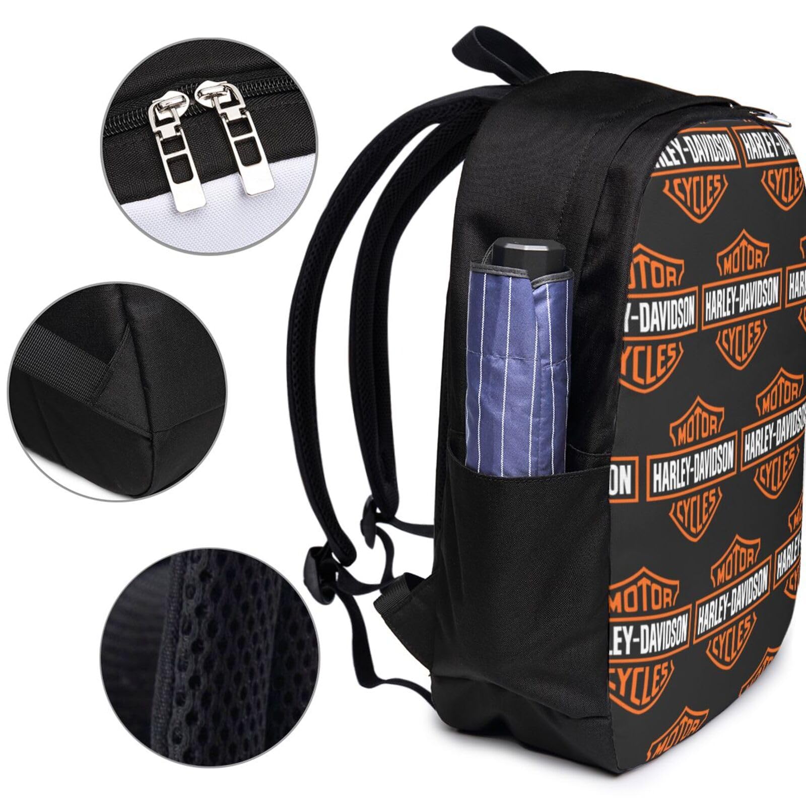 Harley Large Capacity Backpack Davidson Logos Laptop Backpack Men'S And Women'S Travel Bag