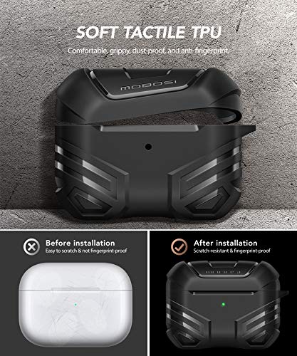 MOBOSI for AirPods Pro 2 Case 2022, Full-Body Shockproof AirPods Pro 2nd Generation Case with Keychain, Vanguard Armor Military Grade Hard Shell AirPod Pro 2 Case Cover for Men Women, Black