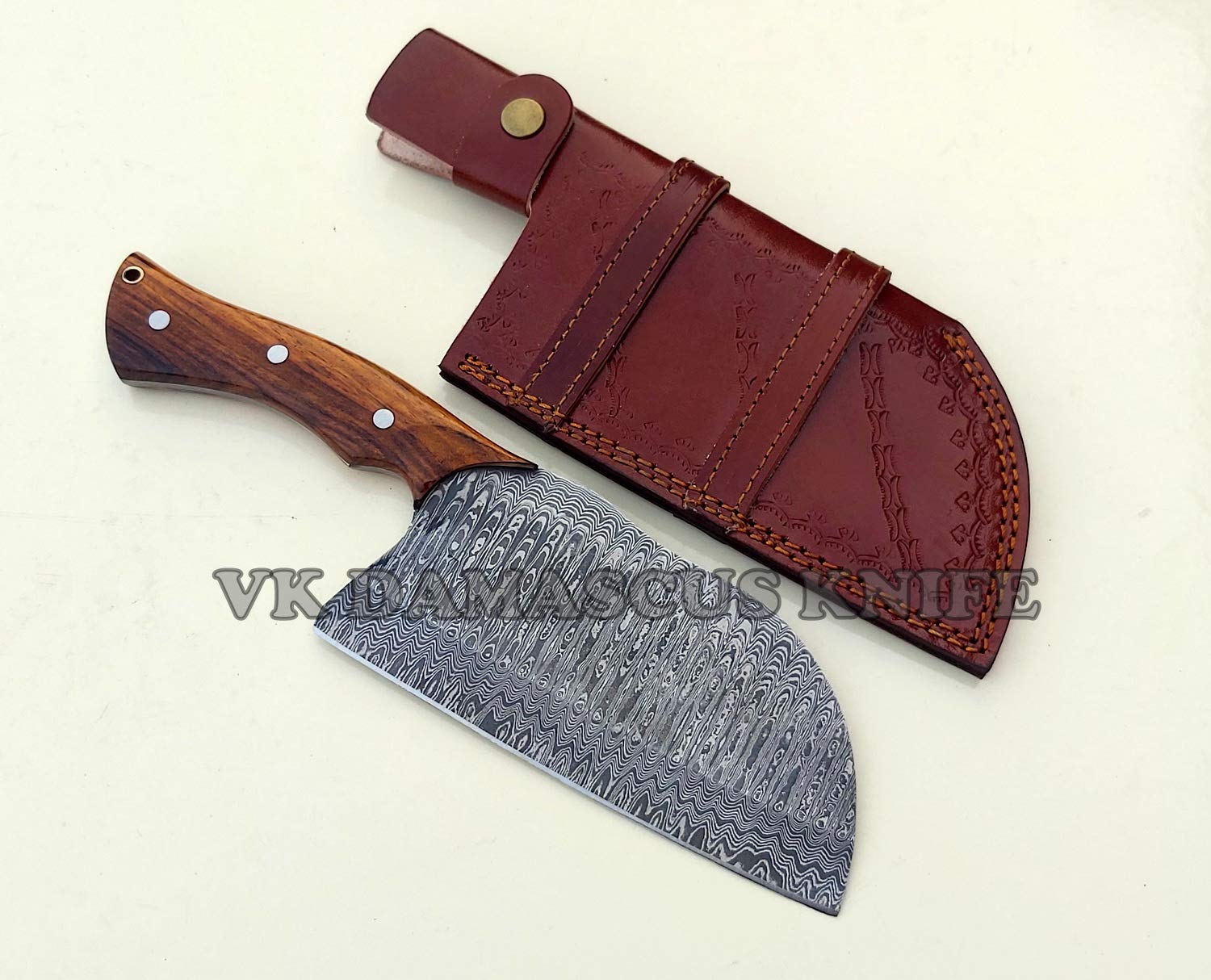 JNR TRADERS Damascus Cleaver, Damascus Serbian Chef Knife, Meat Cleaver, 12 in Cleaver Chef Knife, Kitchen Cleaver 5518Ld