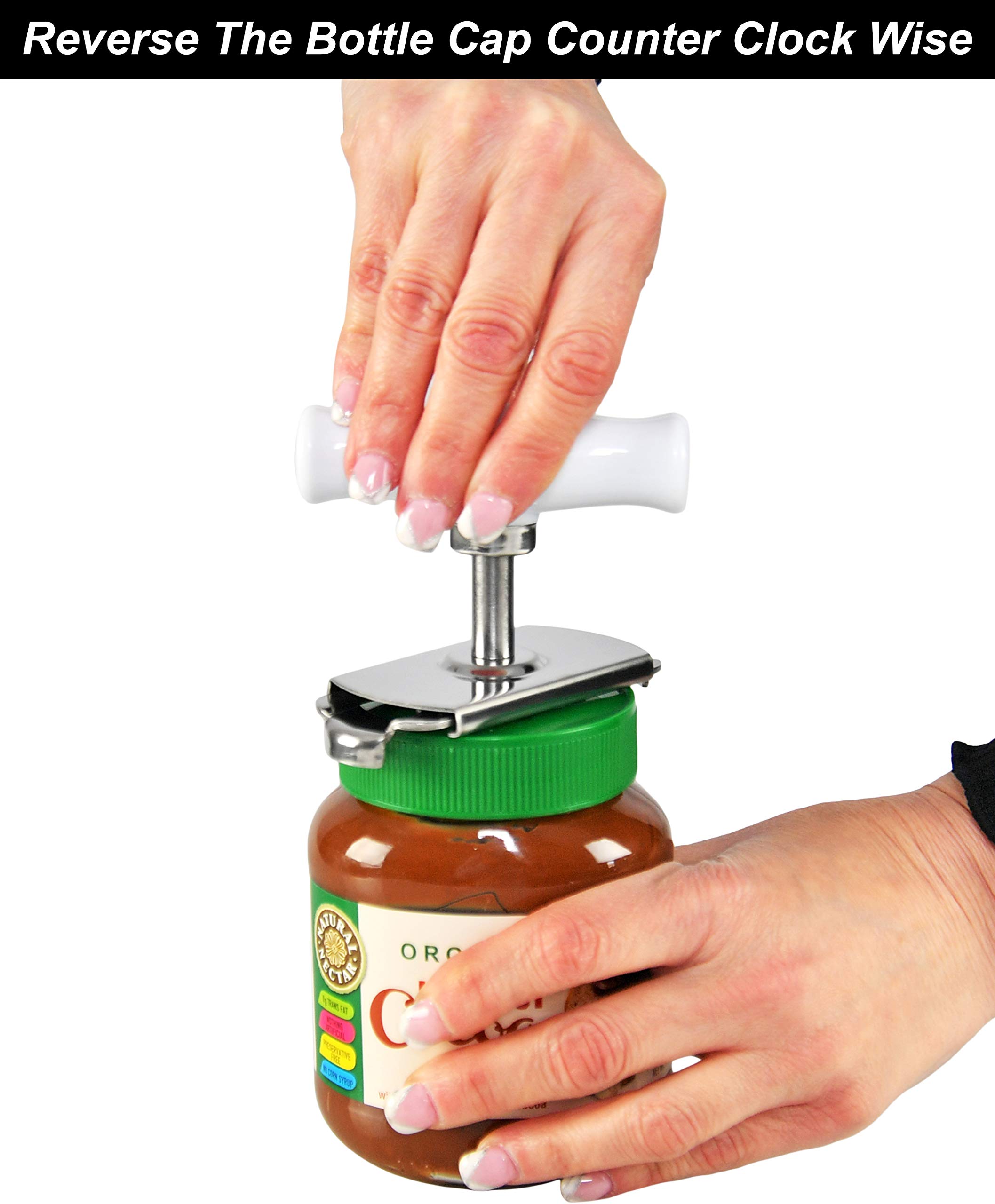 HOME-X Twist-Top Jar Opener, Easy Grip Opener, Great for Weak or Arthritic Hands, Strong Gripping Jar Opener, 3 ½” L x 1 ½” W x 2 ¾” H, White