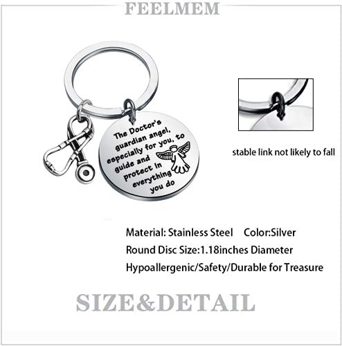 FEELMEM Doctors Prayer Keychain A Doctor’s Guardian Angel Protect in Everything You Do Keychain
