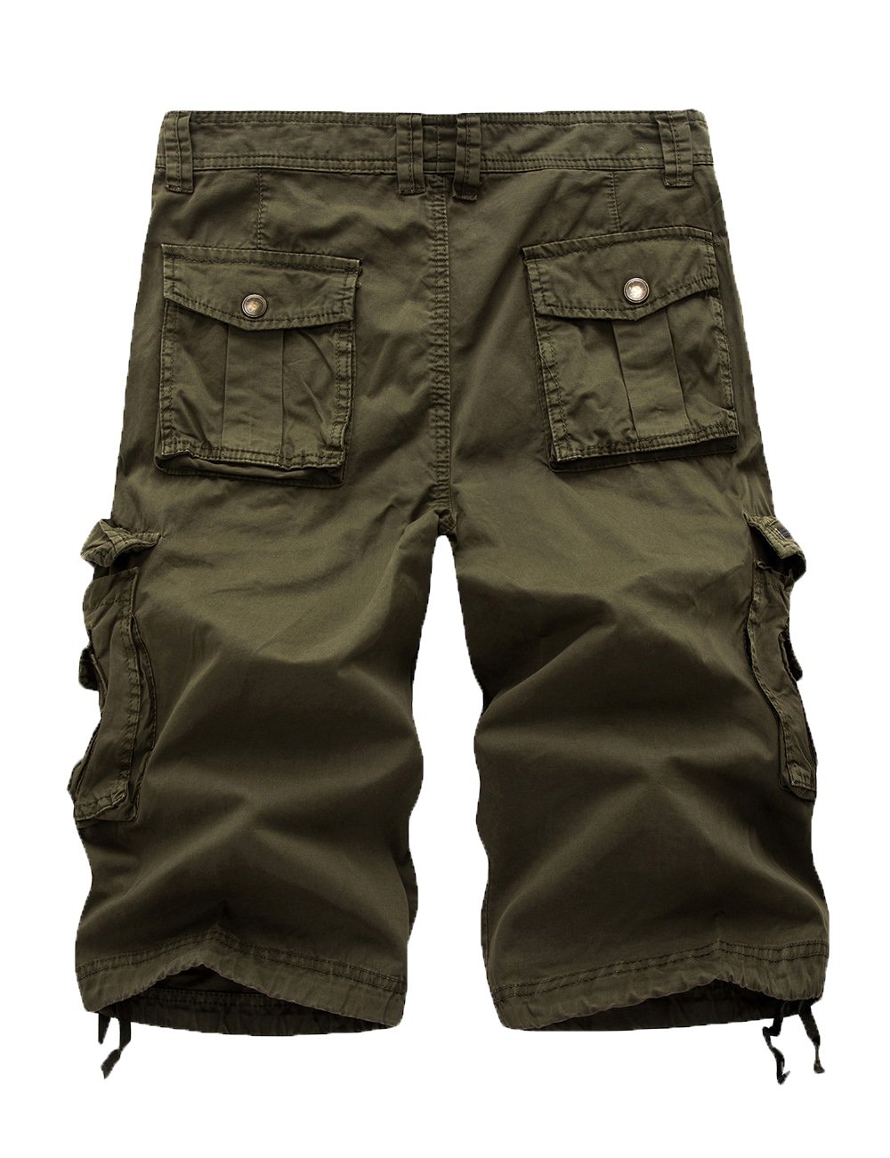 FOURSTEEDS Women's Cotton Loose Zipper Multi-Pockets Twill Bermuda Drawstring Women Cargo Shorts Army Green US 14