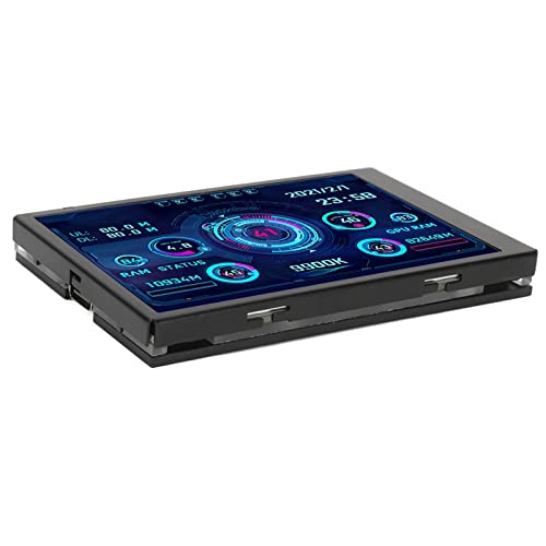 PC Temperature Monitor, USB Type C Interface PC Sensor Panel Display Mini Screen Plug and Play for Office (Black)
