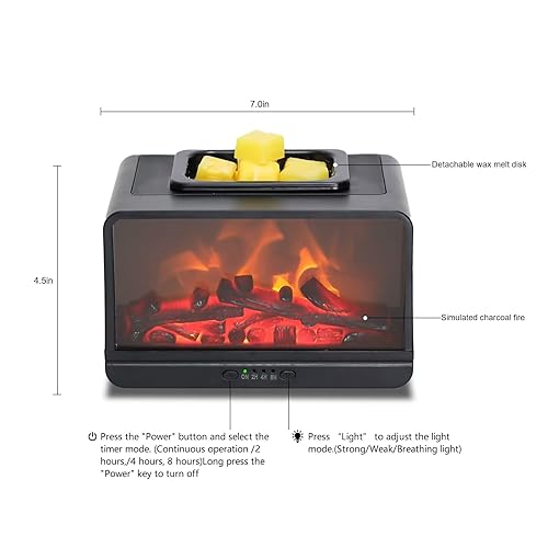 MeplLivs Dynamic Flame Fireplace Electric Wax Melt Warmer PTC Heating Plate Monochromatic Wax Burner Fragrance Wax Warmer for Home Office Gifts & Decor(Black)