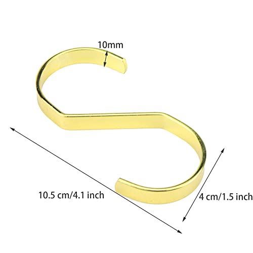 Meprotal 5pcs 4Inch S Hook, Flat S Hooks Heavy Duty Metal Hanging S Hooks for Kitchenware, Pots, Outdoor Plants, Clothes, Towels, Handbags (Gold)