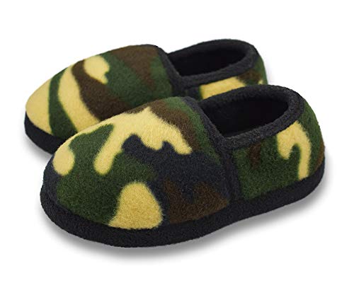 Tirzrro Big Boys' Winter Warm Slippers with Memory Foam Indoor Outdoor Slip-on Shoes Size 6-7 US Camouflage