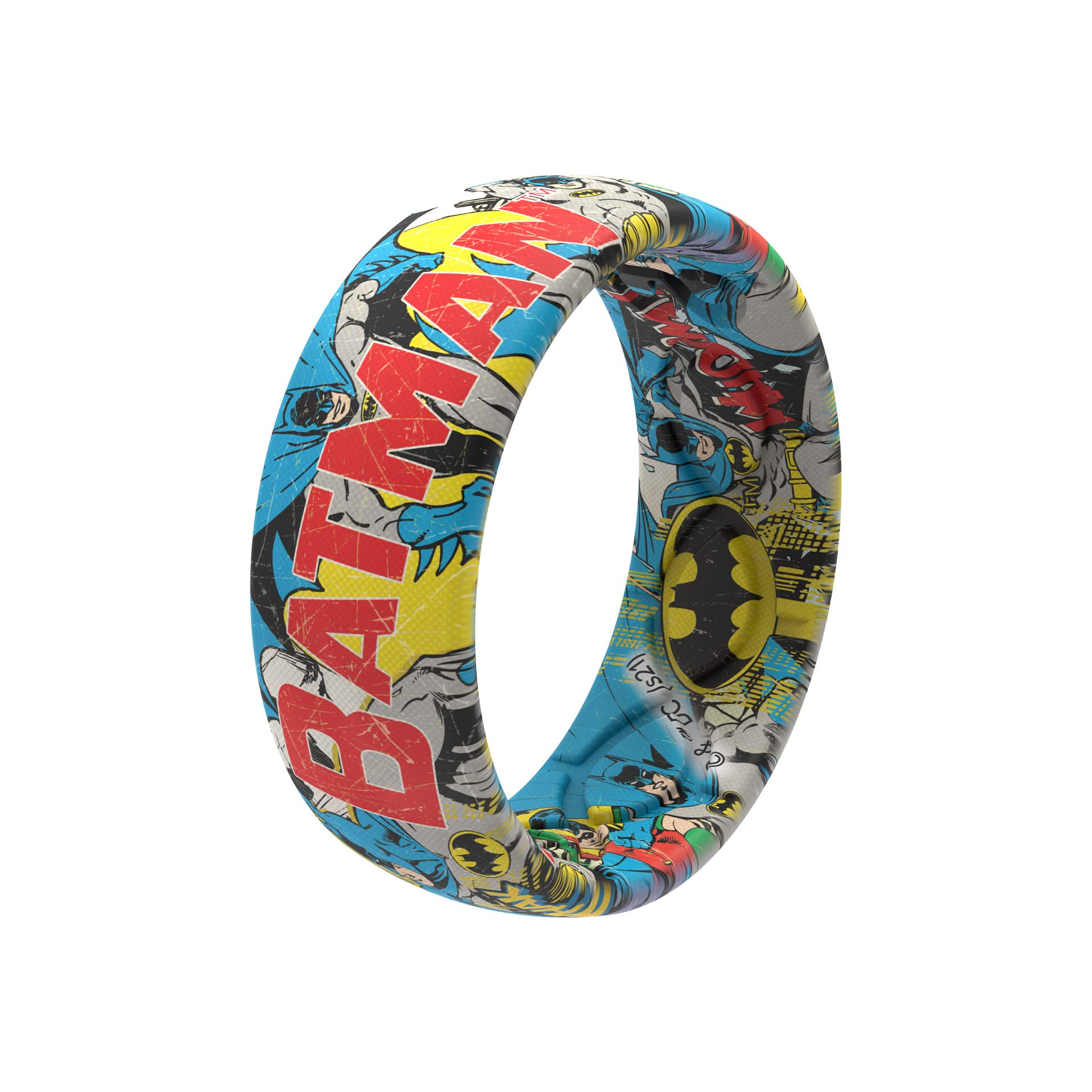 Groove Life DC Comics Classic Batman Silicone Ring - Breathable Rubber Wedding Rings for Men, Lifetime Coverage, Unique Design, Comfort Fit Ring - Size 12