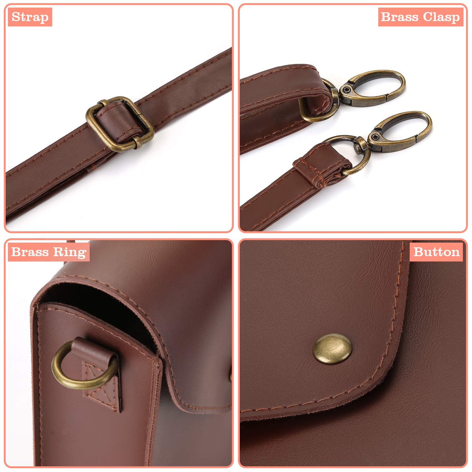FIXM Kalimba Case, Kalimba Bag with Detachable Strap, PU Leather Multifunctional Thumb Piano Bag with Flannelette Bag