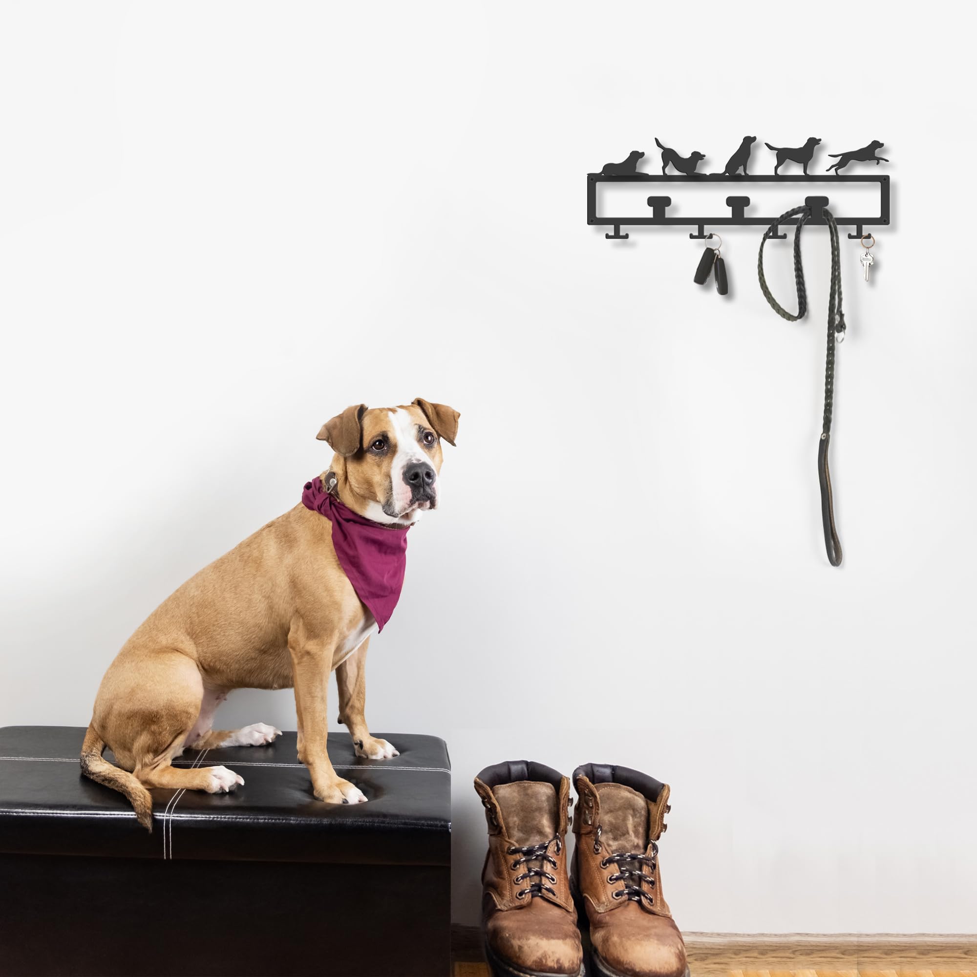 Labrador Retriever Leash Hook, Key Holder Wall Mounted, Dog Accessories Storage, Hat Organizer, Baseball Cap Hanger Rack, Gift for Black Golden Lab Man Mom, Home House Room Kitchen Decor Art sign