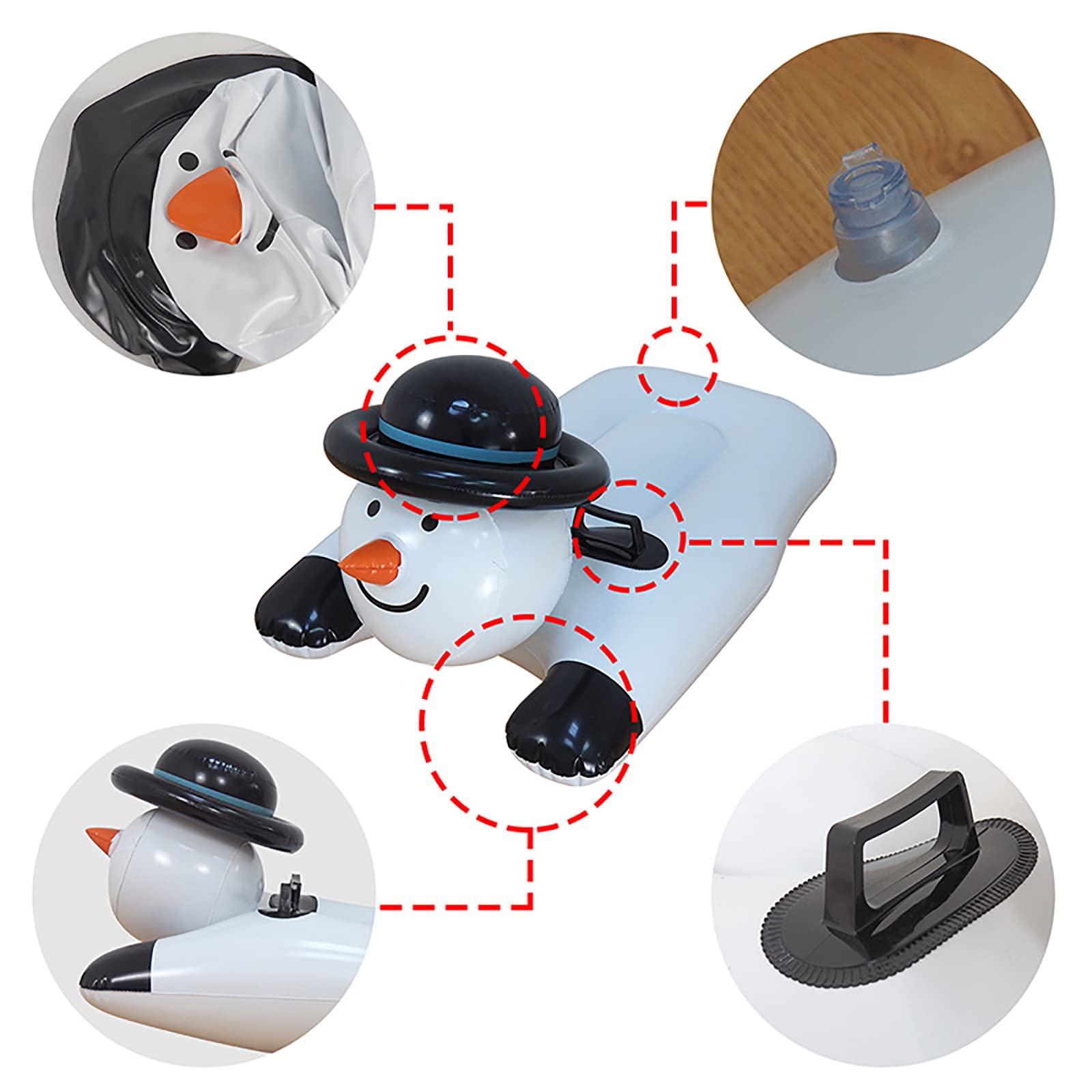 HWTOP Winter Snow Tubes for Sleds, Inflatable Sleds for Children and Adults, Snow Tubes with Handles, Thickened Abrasion Resistant Materials