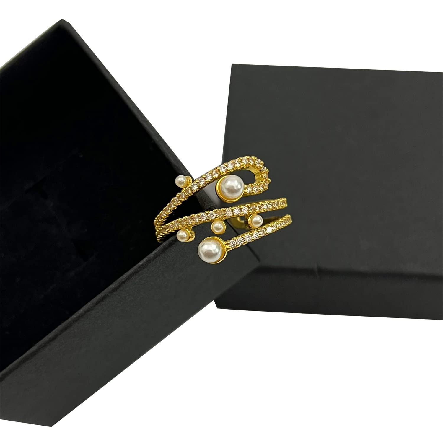 Gold Plated Rings for Women Knuckle Rings Open Rings Adjustable (A)