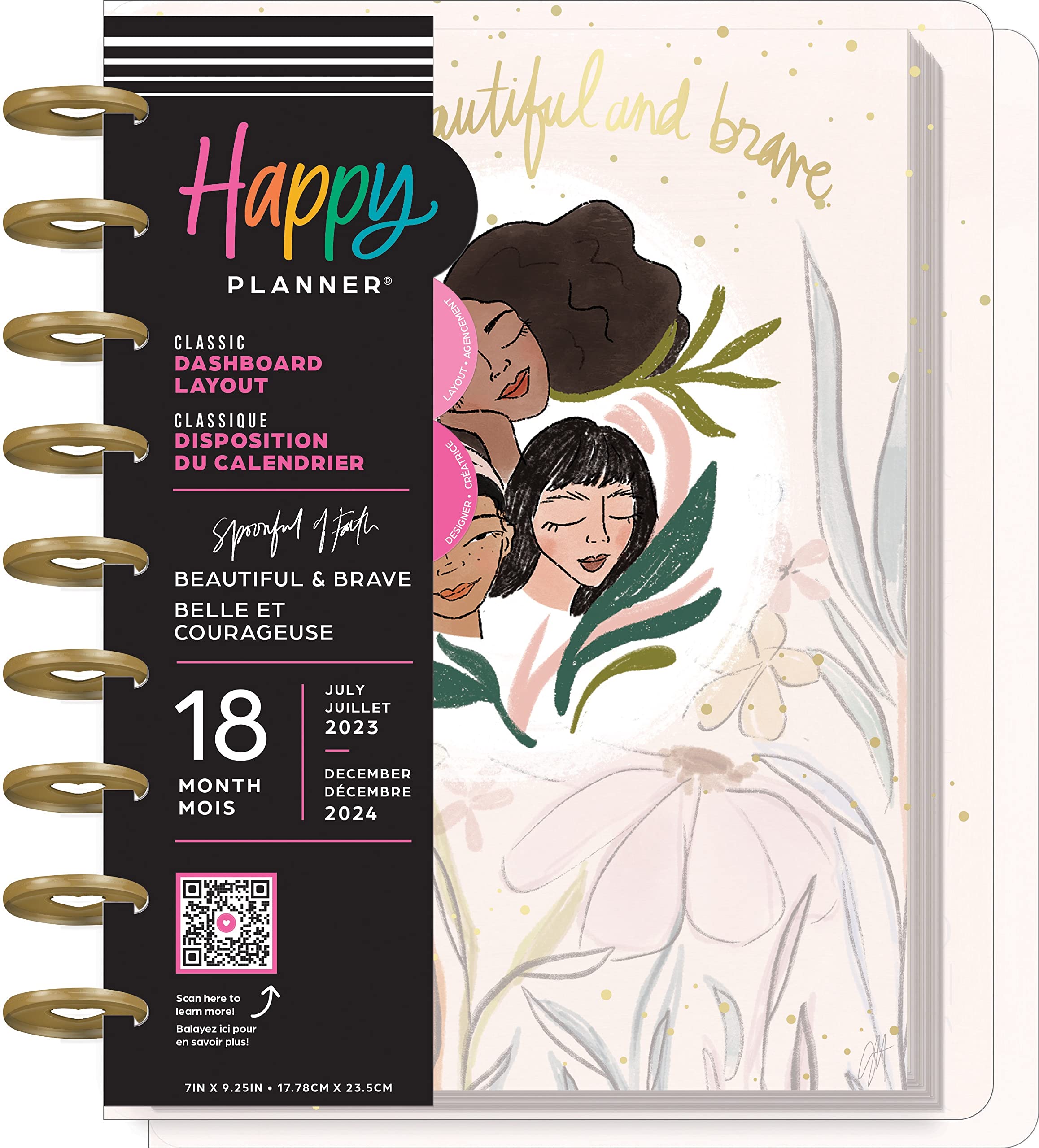 Happy Planner Classic 18-Month Planner-Beautiful & Brave; July '23 - Dec. '24