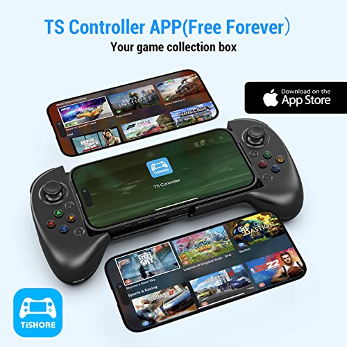 TISHORE Mobile Gaming Controller for iPhone-With a Hard Travel Case Bluetooth Wireless Gamepad 25 Hours Ultra-Long Standby- Xbox Cloud, Steam Link, PS Remote Play,GeForce Now, MFi Apple Arcade Games