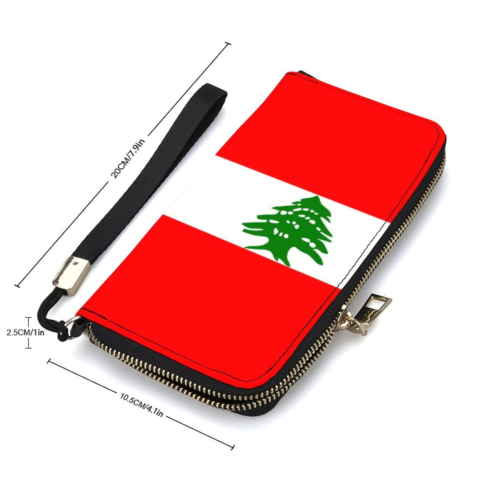 Lebanese Flag Wallet Vertical Clutch Wristlet Strap Long Purse with Pocket Handbag for Travel Work