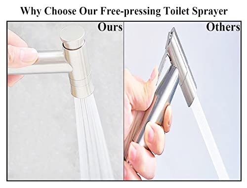 JMSODITI Free-pressing Handheld Bidet Sprayer For Toilet Sprayer Cloth Diaper Sprayer Kit Shattaf Jet Sprayer Attachment With One-Button Switch For Bathing Pet Personal Hygiene Cleaning Car Floor
