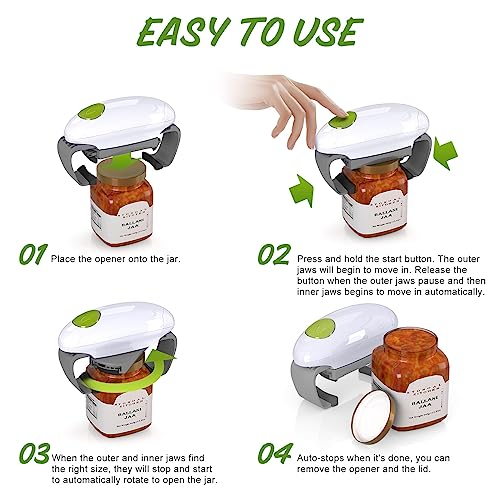 Homelet Electric Jar Opener for Weak Hands Automatic Powerful Effortless Bottle Jar Opener Hand Free Prime Unique Kitchen Gadget for/Arthritics/Senior/Women/Chef Lid Gripper for All Size Caps