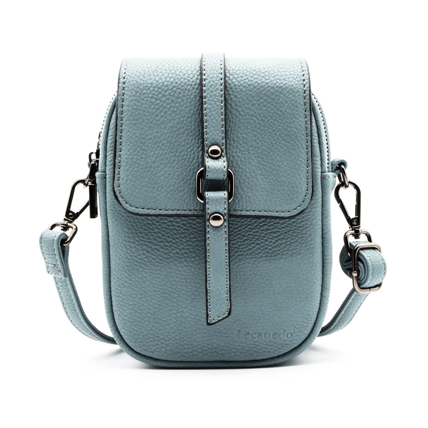 Lecanedo Small Crossbody Bag Cellphone Purse for Women, Leather Purse Shoulder Bags Light Blue
