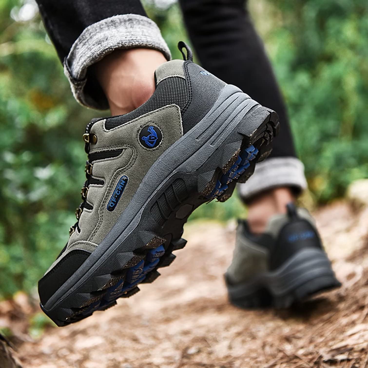 HARMOX Women's Men's Hiking Boot Non Slip Hiking Shoes Women Waterproof Lightweight Comfortable Black