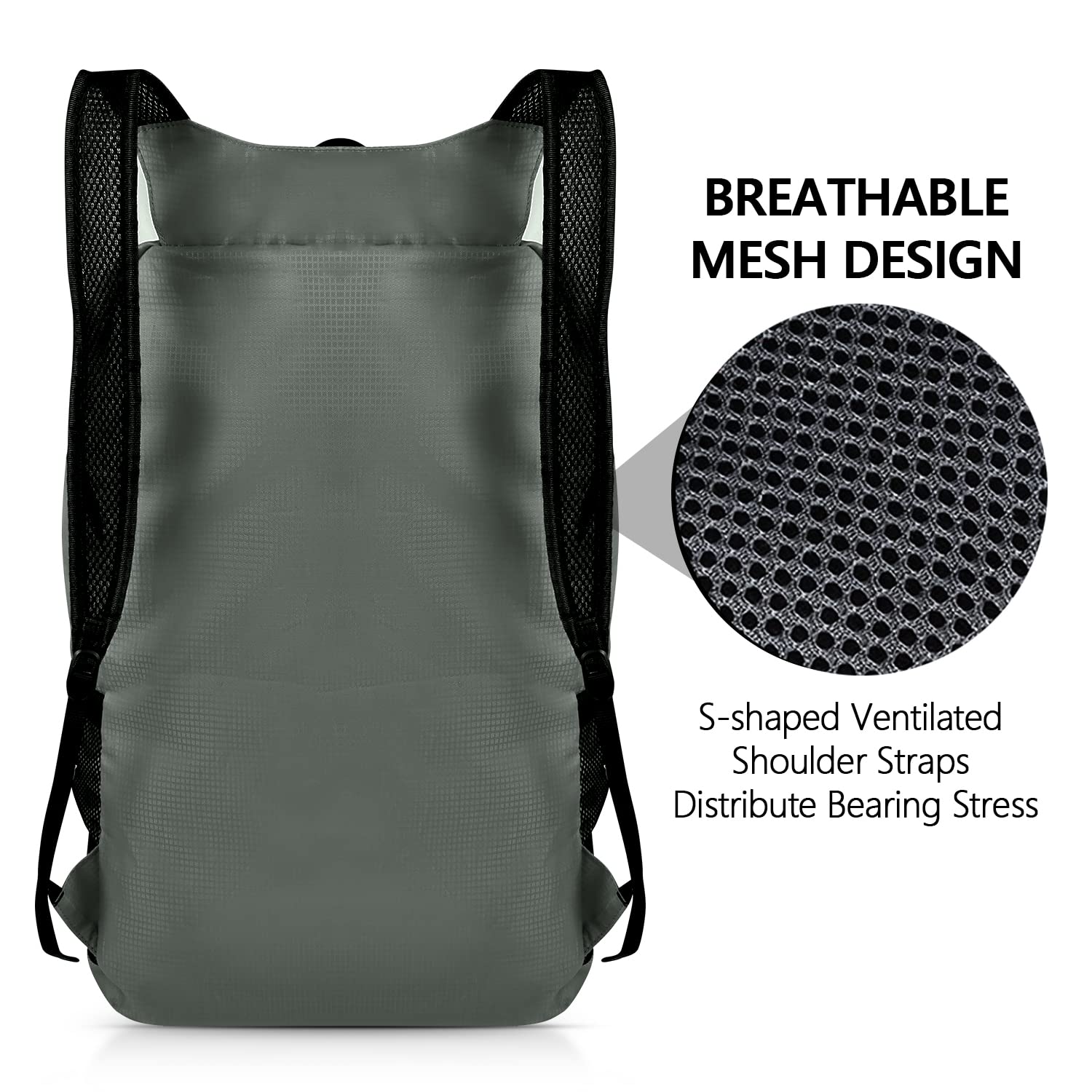 Hiking Backpack Ultra Lightweight Packable Camping Backpack Waterproof Travel Outdoor Hiking Daypack for Women Men(GREY 16L)