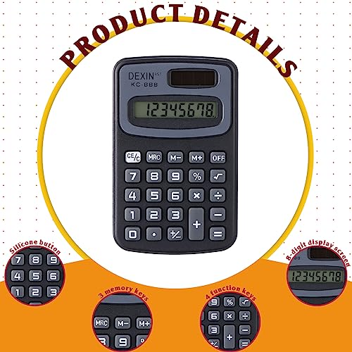 Zuhal 50 Pcs Mini Calculator Pocket Size Calculator Bulk, 4 Function Calculator Small Battery Powered 8 Digit Display Basic Calculator with Button Battery for Office Home School Teacher Students