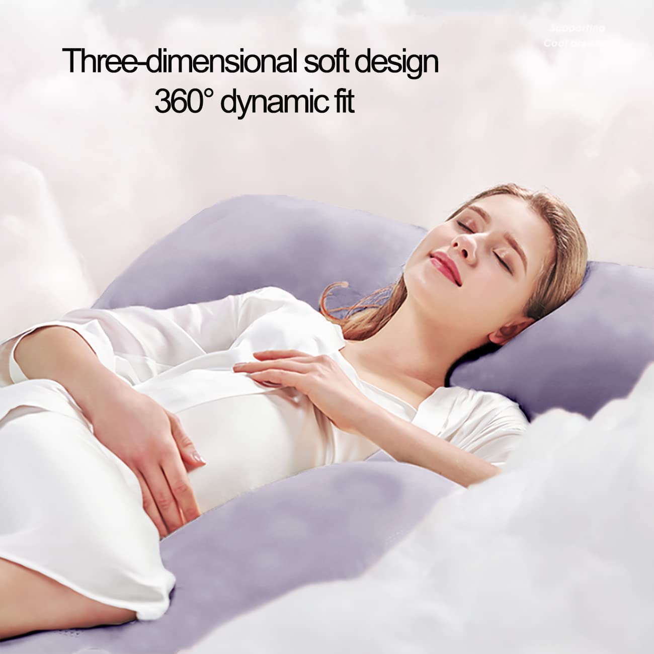 Inmoredo Pregnancy Pillows for Sleeping, 57" G Full Shaped Body Pillow for Pregnant Women,Soft and Practical Back Cushion,Removable Maternity Pillow Cover,The Mother Side Sleeper Grey