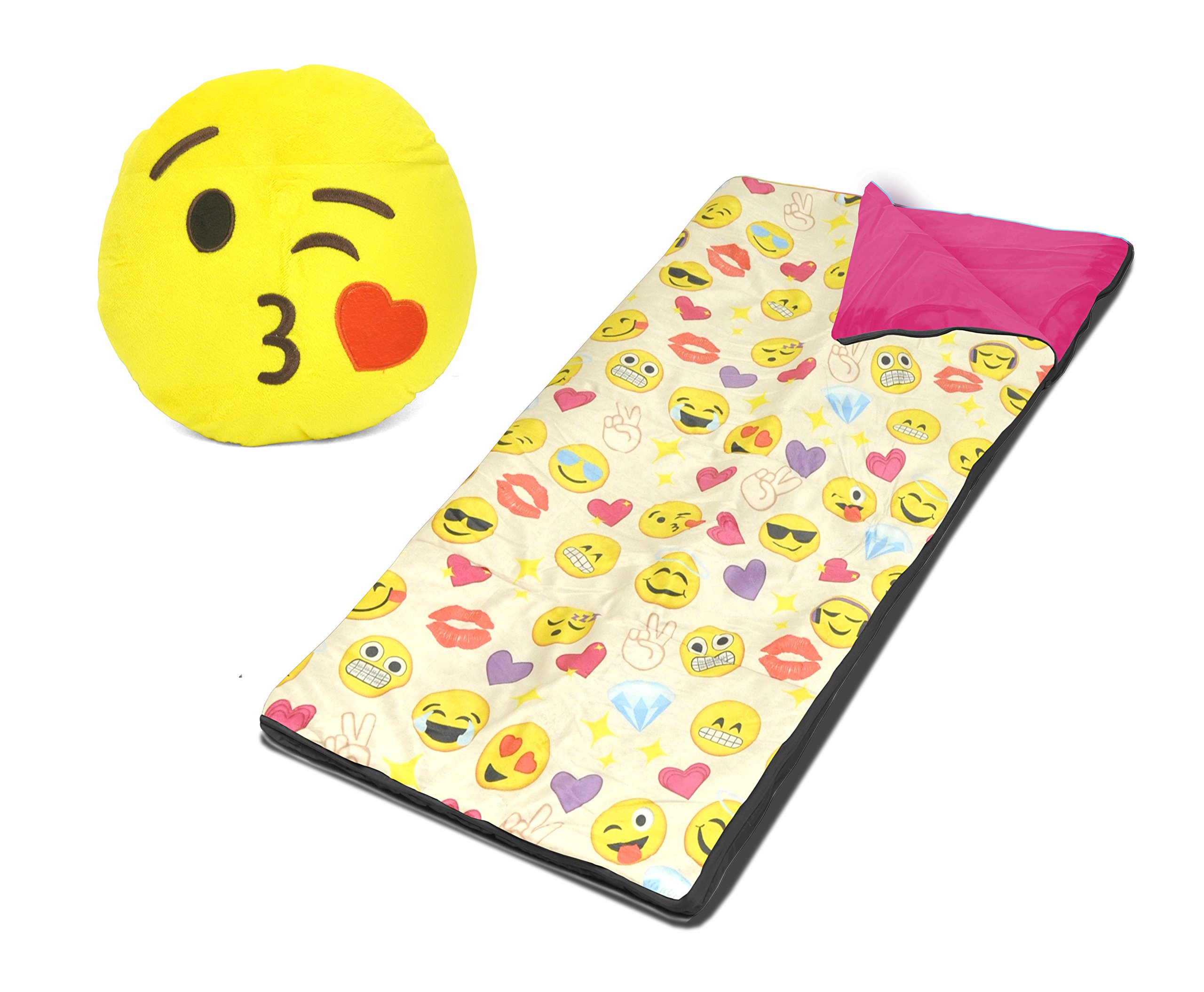 Emoji Pals Sleeping Bag Set, White, 54"X30"