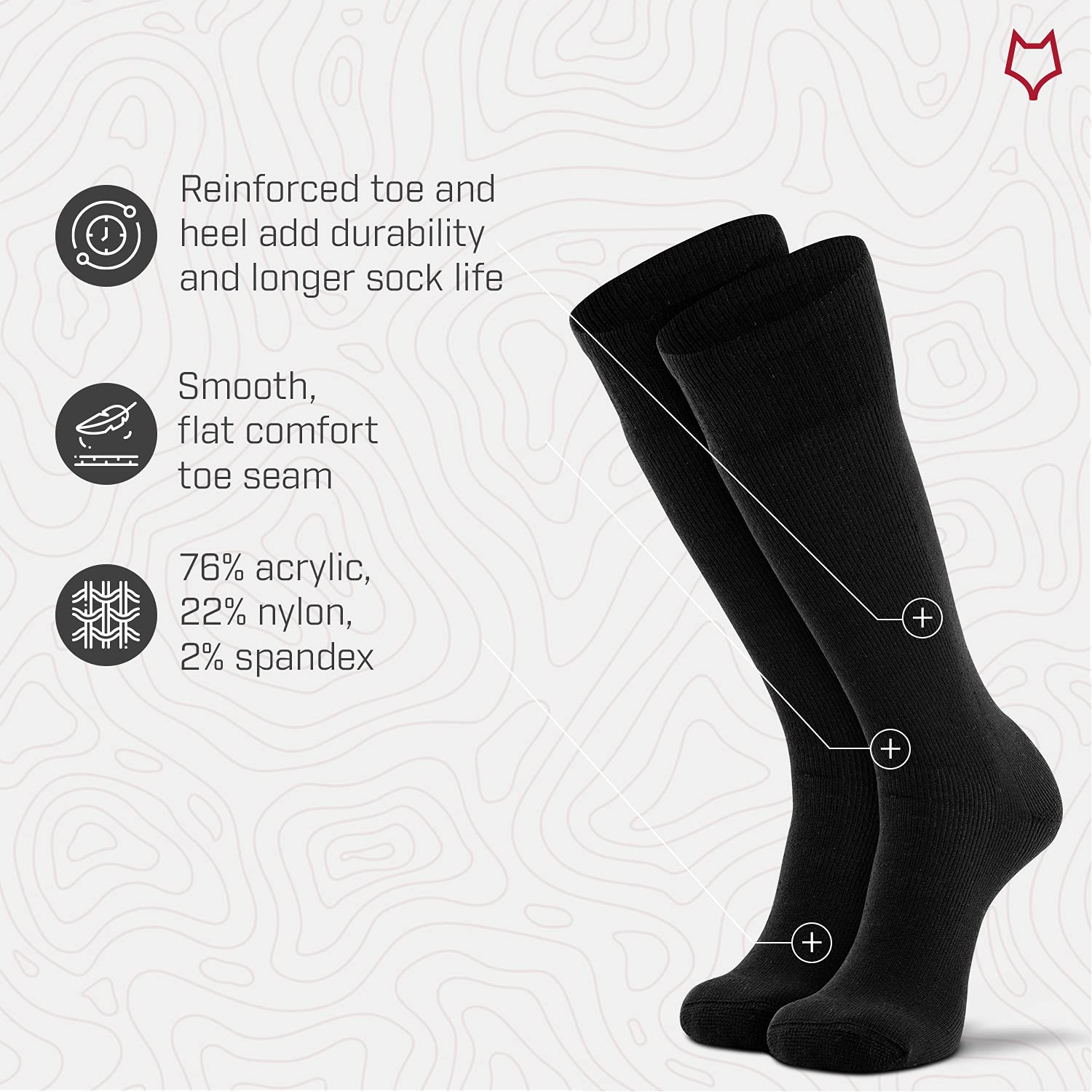 FoxRiver Womens Stryker Heavyweight Military Mid-calf Hiking-socks, Black, X-Large US