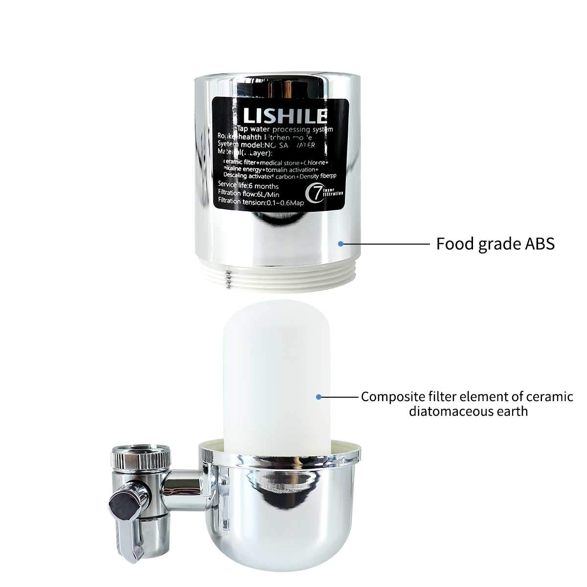 Faucet Water Purifier Water Filter 304 Stainless Steel Water Purifier Tap Purifier Filter for Home Kitchen (Water Filter System + 2 Filters)