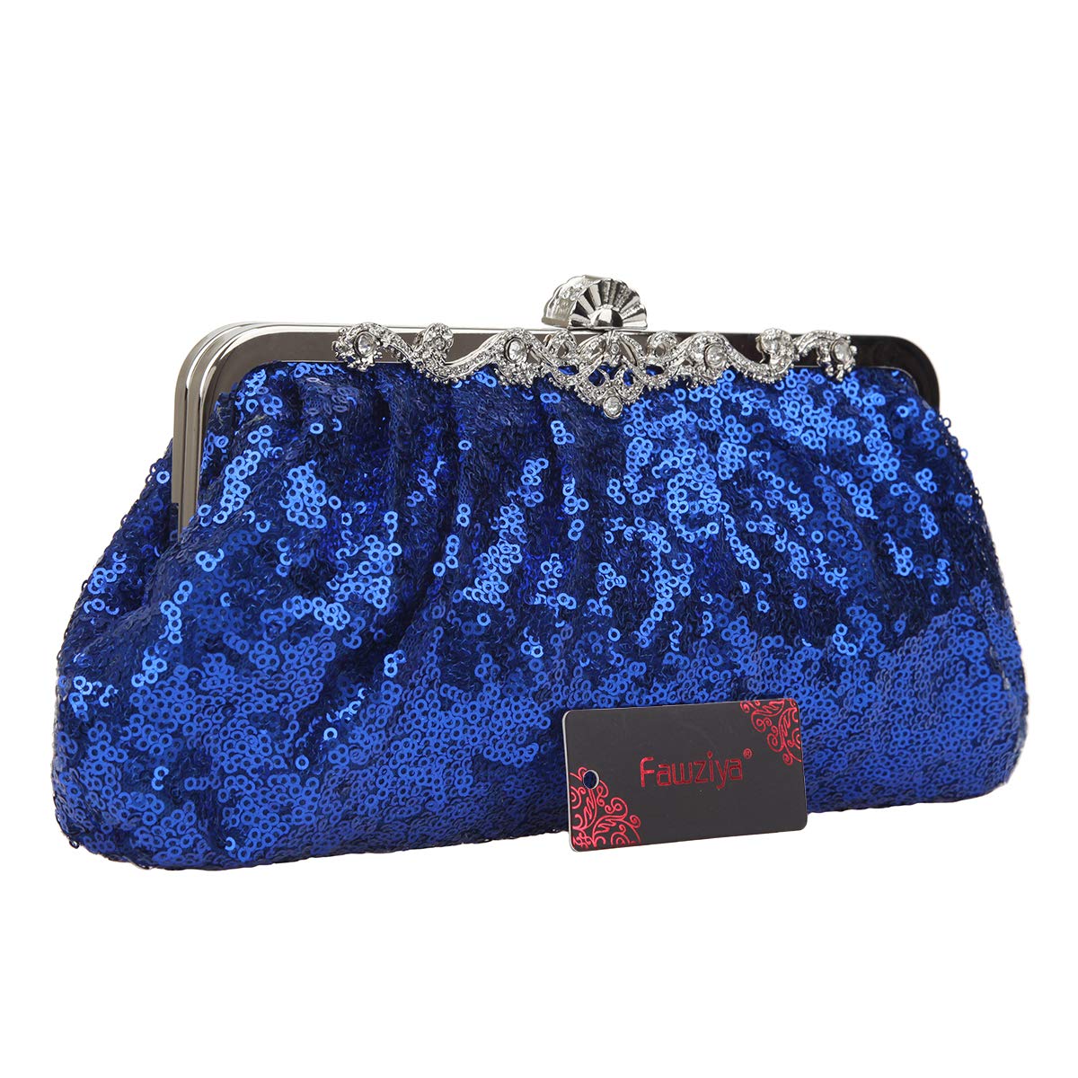 Fawziya Satin Clutch Pleated Dressy Handbags For Evening-Blue