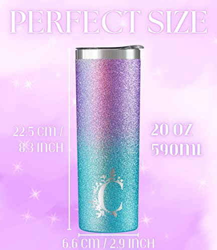 Personalized Tumblers with Lids and Straws for Women, Monogrammed Travel Mug with Initial M, Unique Gifts for Her, Bridesmaids, Friends, Sisters, Mom