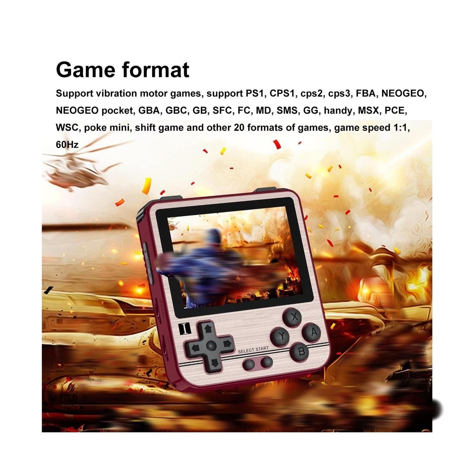 LEDFON Retro Game RG280V 2.8" IPS Screen Handheld Game Player Open Source 64Bit Portable Retro Mini Video Gaming Console 64G 5000 Games (Size : 80G with Bag, Color : RG280V Golden)