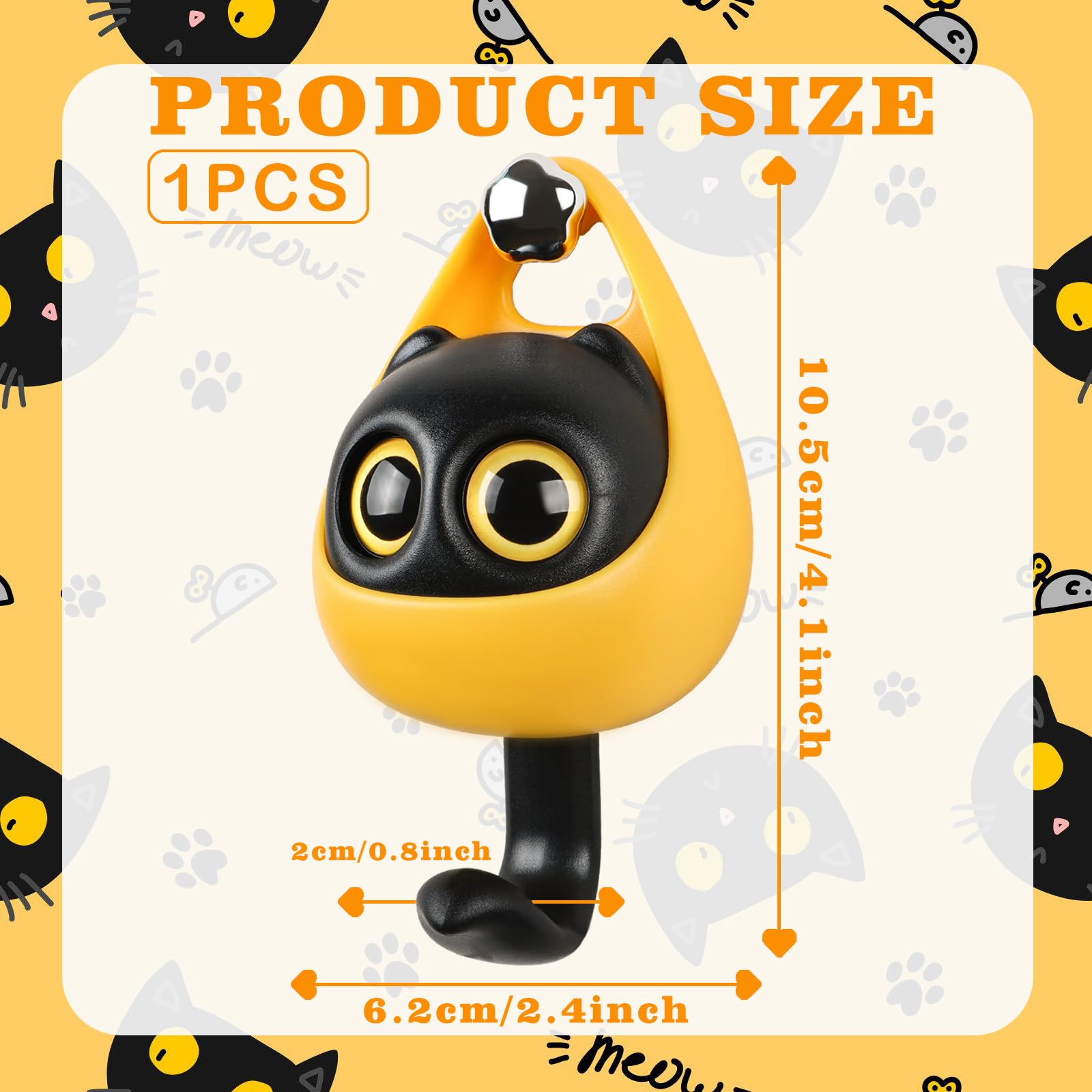 Nokiils Adhesive Cute Wall Hooks, Cute Cat Key Holder for Wall, Creative Utility Coat Hook for Home Kitchen Bathroom Room Decor (Yellow)