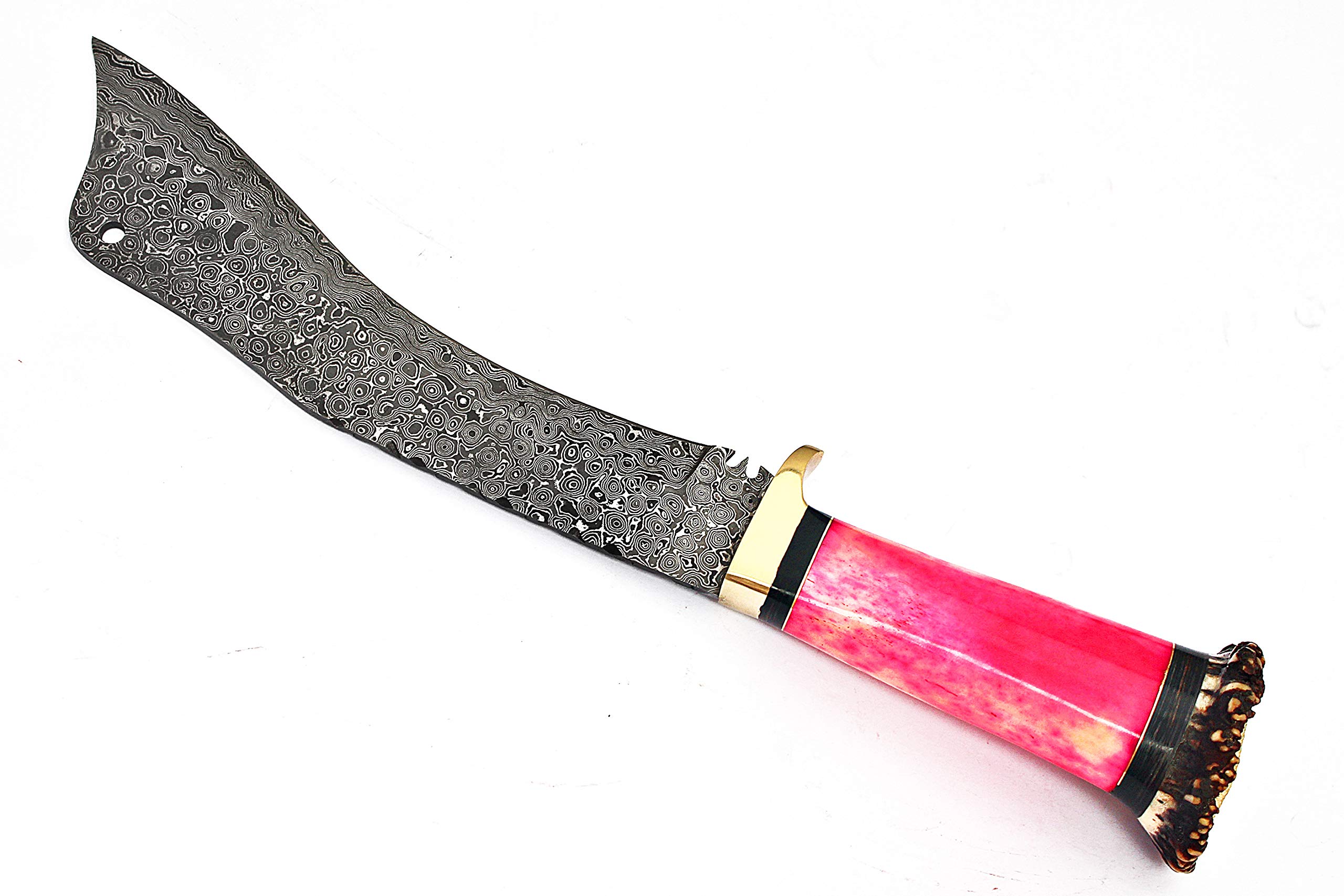 FAYYAZ BROTHERS Custom Made Damascus Steel Hunting Knife/Kukri Knife FBK-18730 (Red Colored Bone)