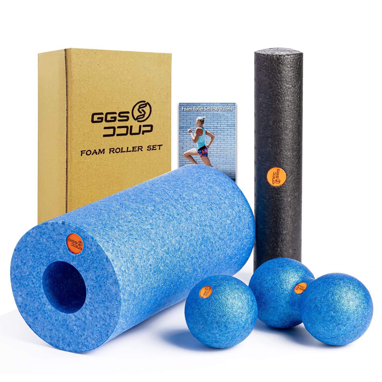 GGSDDUP Exercise Back Roller Foam for Legs and Shoulder Physical Therapy Calf Foam Roller Set for Back Pain Soft Full Body Roller with Peanut Rolling Ball for Muscle Deep Tissue Massage,Pb