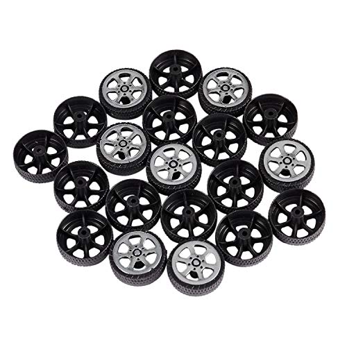 KALEN Plastic 2mm Dia Shaft Car Toys Wheel 20mmx6mm 20Pcs