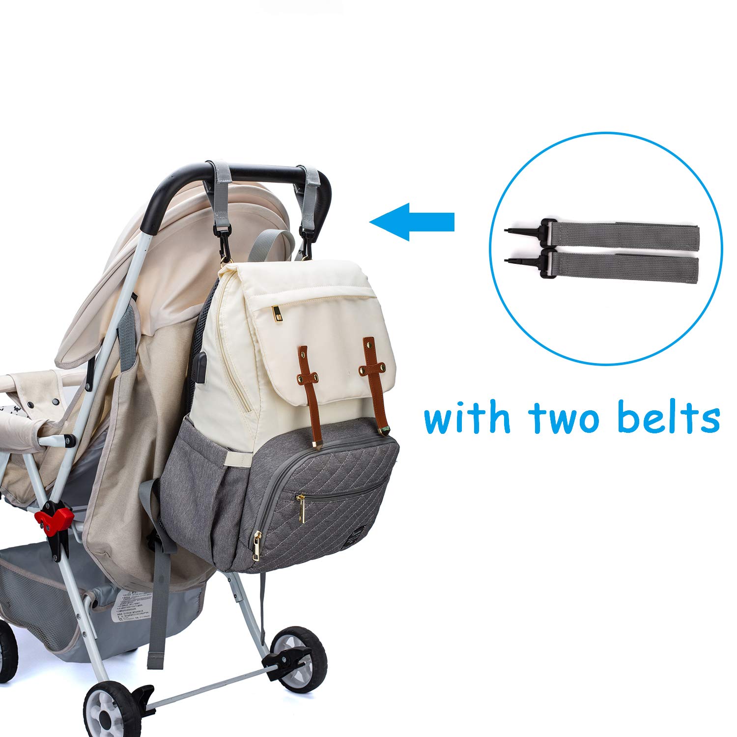 LAMOGRAFY Diaper Bag Backpack, Large Capacity with Portable Changing Pad, Multifunctional Travel Bag with Stroller Straps