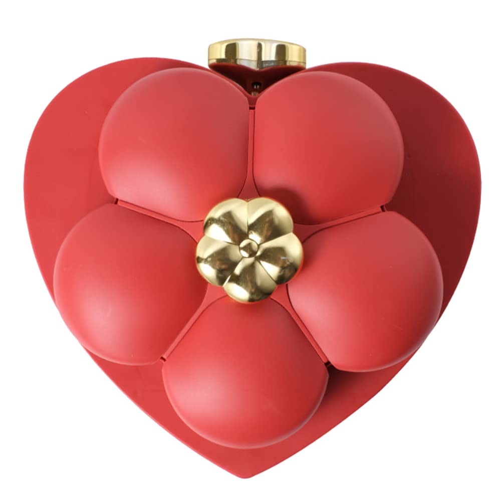 Homoyoyo Rotating Candy Box Heart Shape Snack Storage Tray 10 Compartments Party Serving Platter Candy Nut Dish Dried Fruit Plate Food Storage Organizer for Home Red