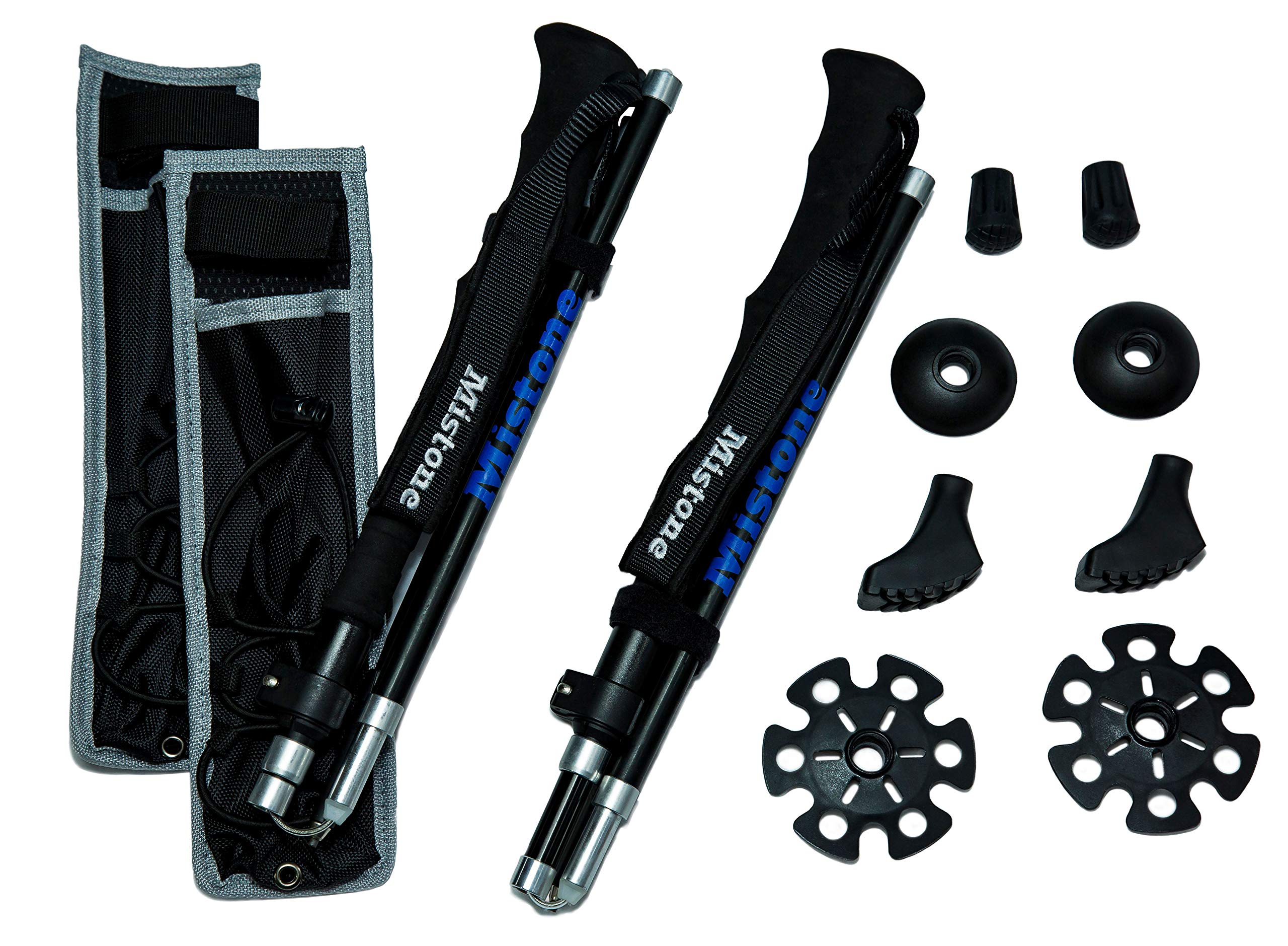 Folding Hiking Poles by Mistone – Regular or Short - Buy 1 pole or 2 poles - Fold to 14” - Belt Mounted Carrier - Ultra Strong Light Aluminum 7075-T6 Alloy