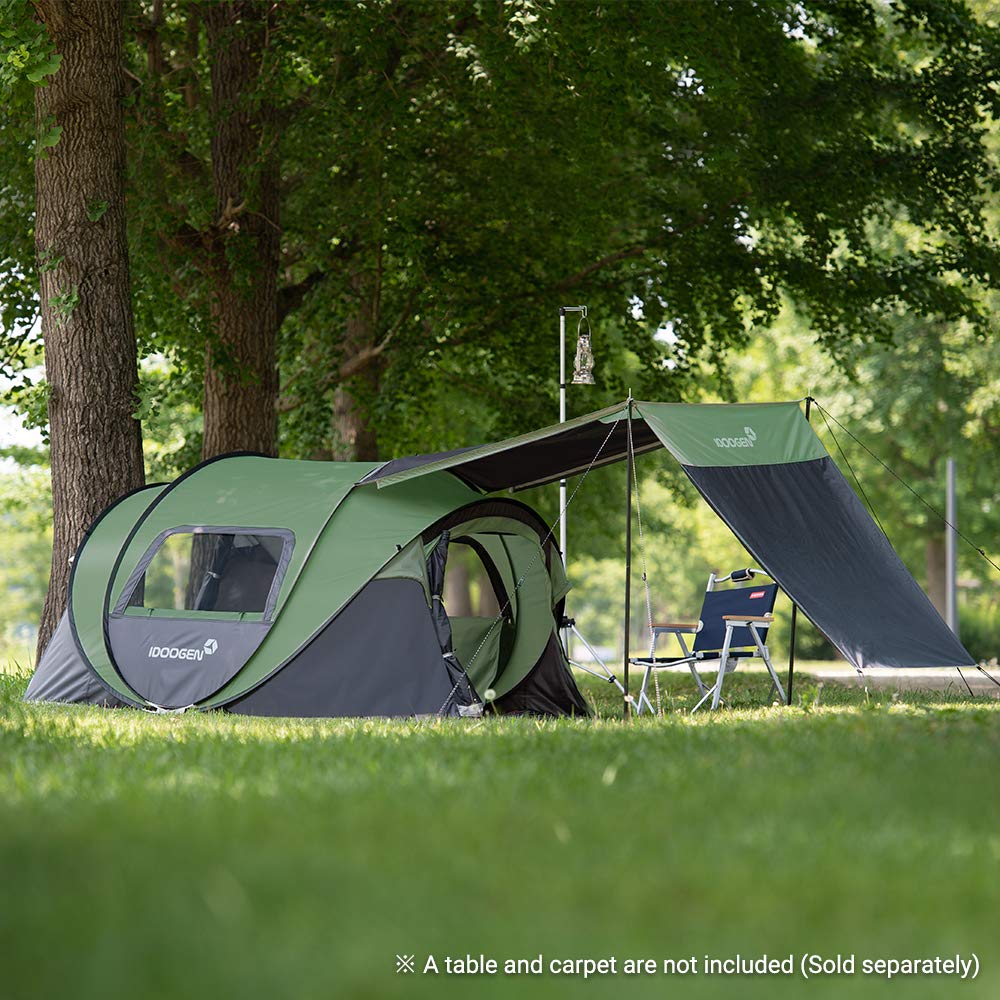 FASTCAMP OperaSuite 4-Person pop up Tent for Picnic&Camping Tent,2 Windows,Privacy Wall, (Green + Attachable Extensions)