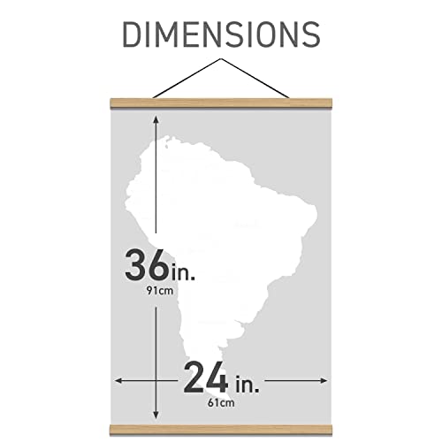 South America Photo Map - Travel Sticker Collage - 24 x 36β - Made in USA (Dark Blue, No Frame Hanger)