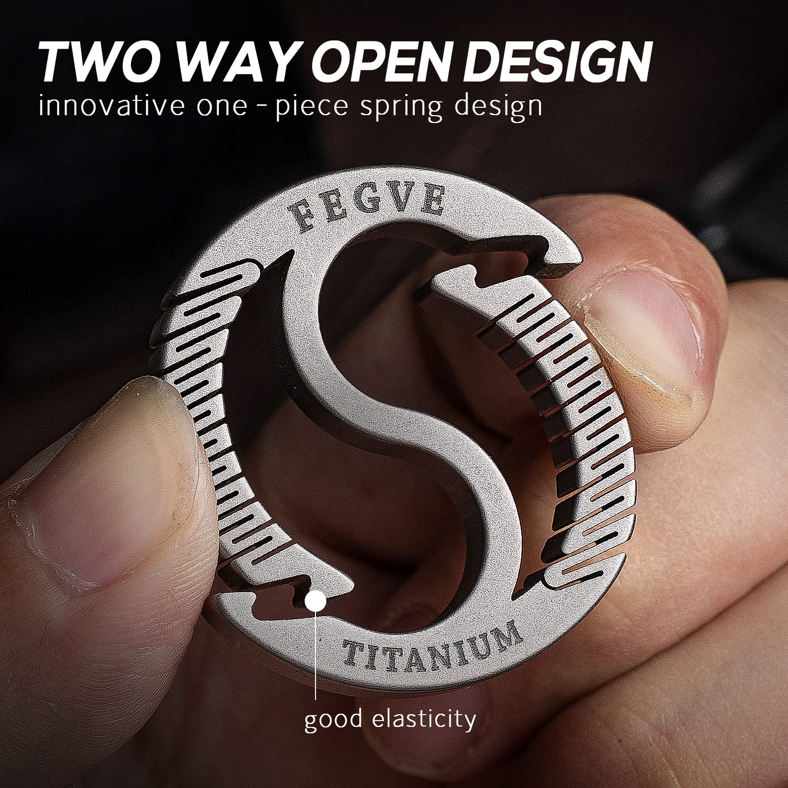 FEGVE Titanium Circle Carabiner Keychain Clip,Small Carabiner Clip, Quick Release Keychain