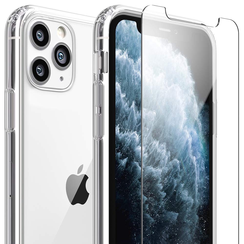 FlexGear Case for iPhone 11 Pro with 2X Tempered Glass Screen Protectors [Full Protection] - Crystal Clear