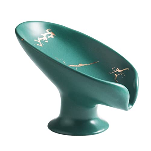 HALOU Leaf Shape Soap Dish, Storage Plate Tray Easy Cleaning Soap Holders Bathroom Supplies Shower Countertop Bathtubs (Color : Gray, Size : 9 * 13cm)