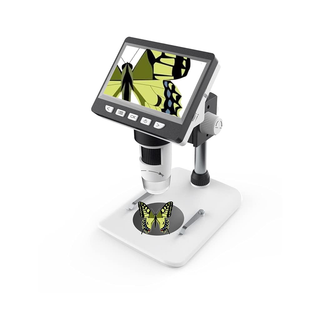 LXXSH Multifunction Digital LCD Desktop Microscope Portable 4.3 inches Electronic Biological Microscope Dual Power Supply Mode