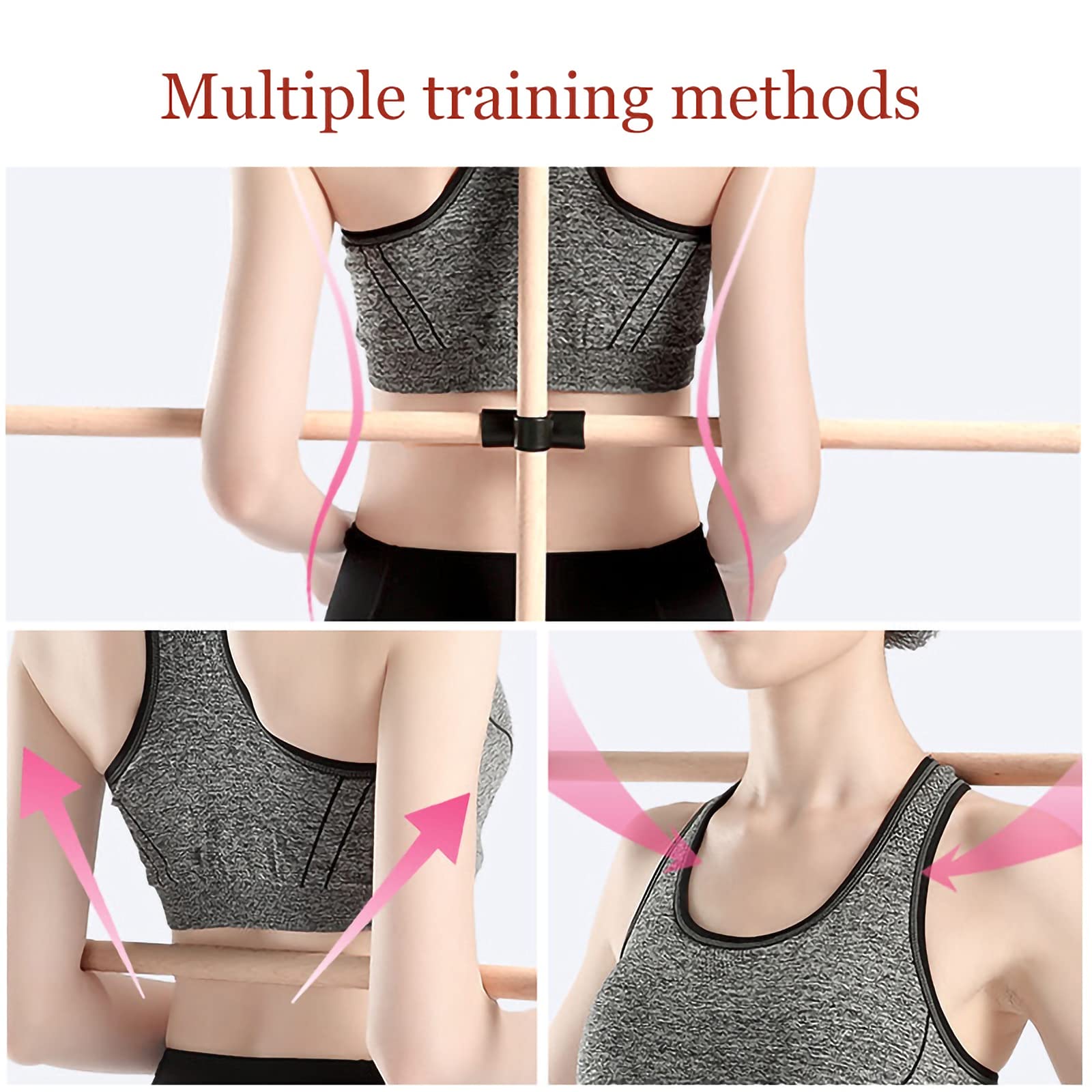FCcassiel 32 inches 2 Yoga Stick Stretching Tools- kyphosis Correction, Open Shoulders and Open Back, Posture Correction Sticks with Buckle, Suitable for Family Women