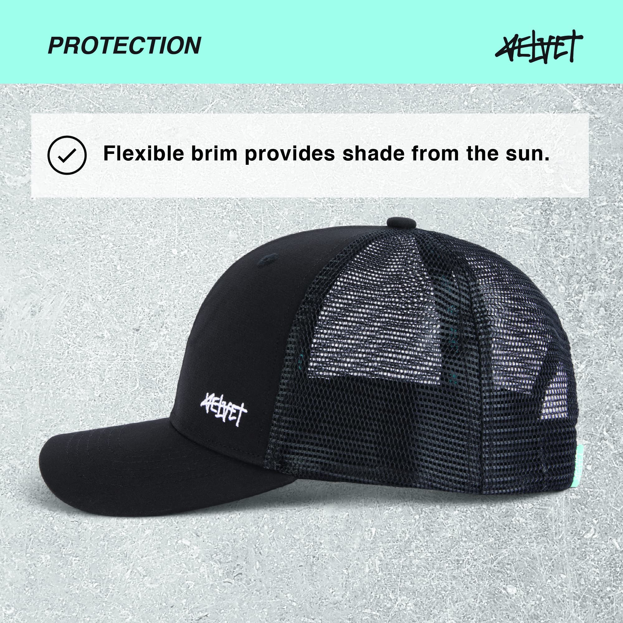 Hydro Waterproof Trucker Men's Hat, Performance Water Proof Floating Snapback Baseball Cap for Boating, Golf, Gym, Lightweight Headwear with Sweat Resistant Band. One Size Fits All, Unisex Black